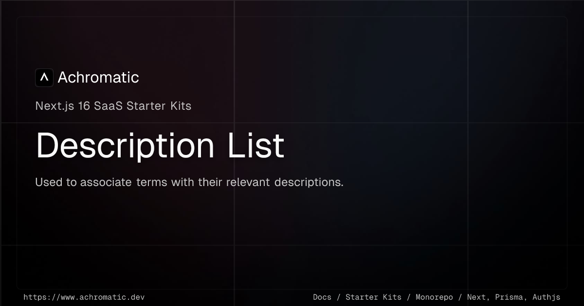 Description List - Achromatic